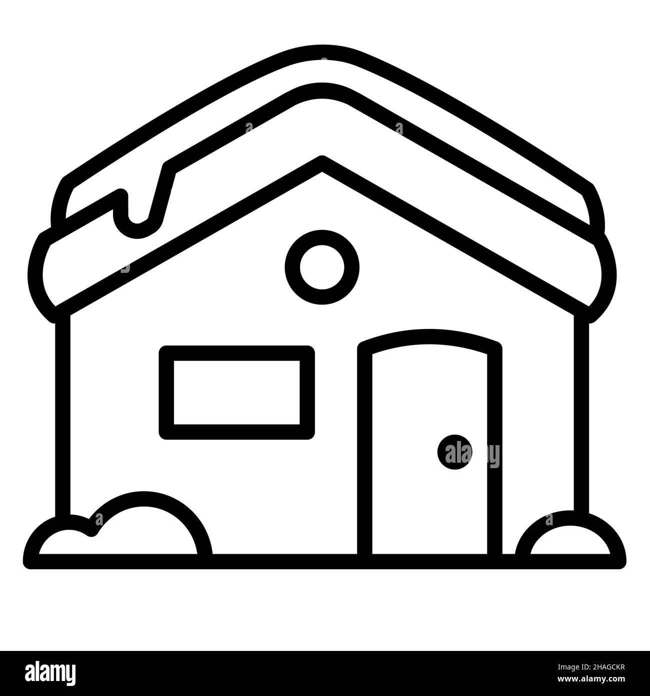 house snow wooden cabin single isolated icon with outline style vector ...