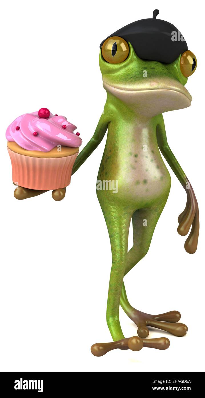 Fun french frog - 3D Illustration Stock Photo - Alamy