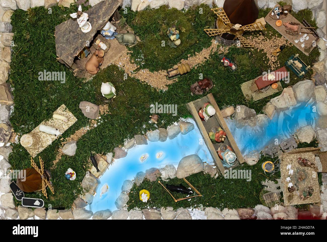 Portal of Belen, top view, Nativity scene top view Stock Photo - Alamy