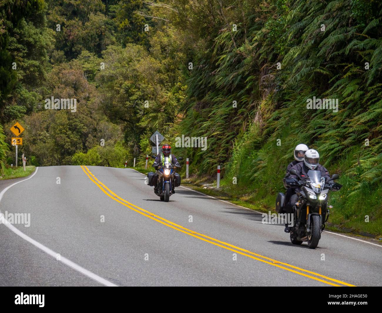 Motorcycle touring in the Waitaha Scenic reserve - South Island New ...