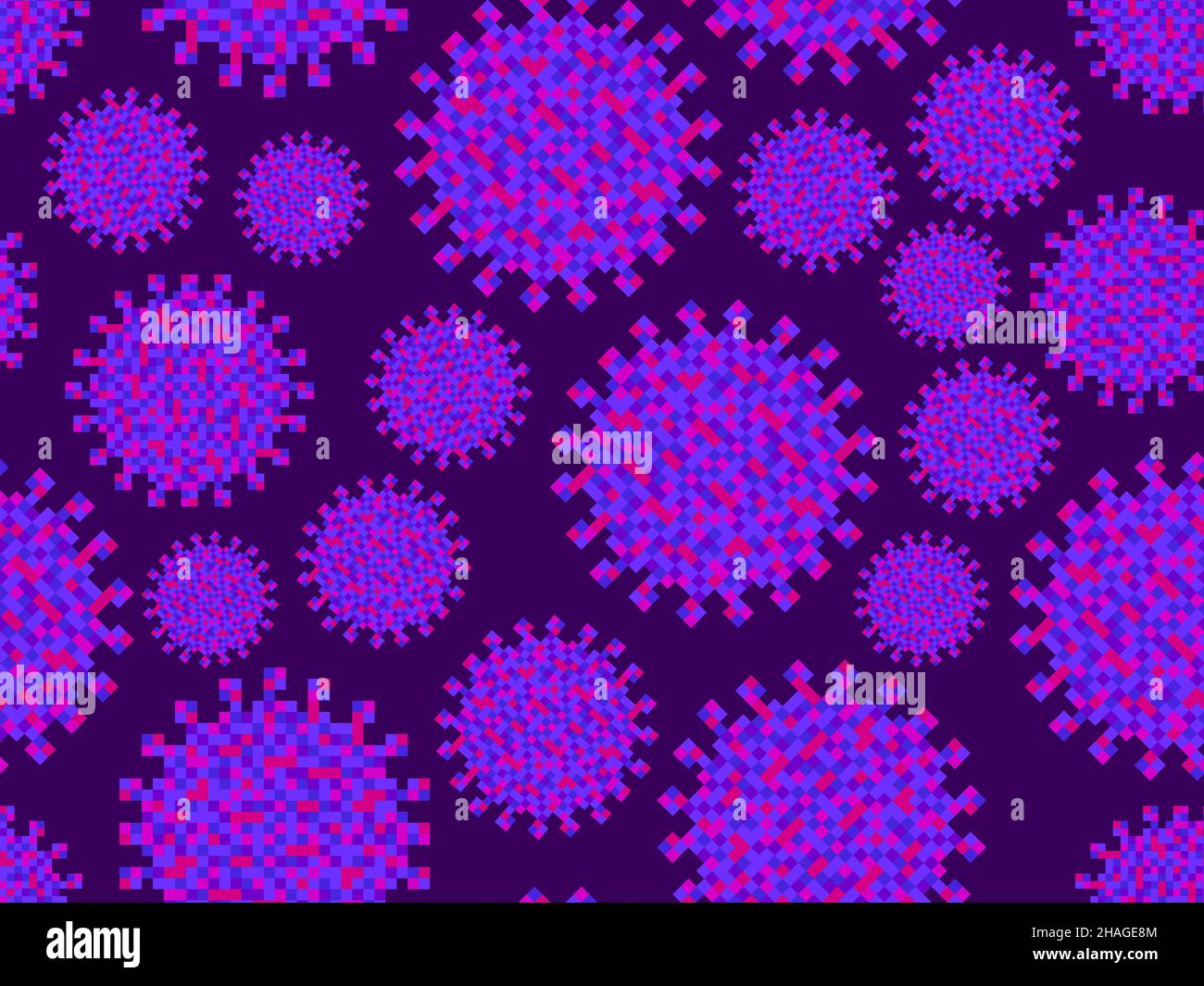 Virus seamless pattern pixel art. Coronavirus cells in the style of 8 ...