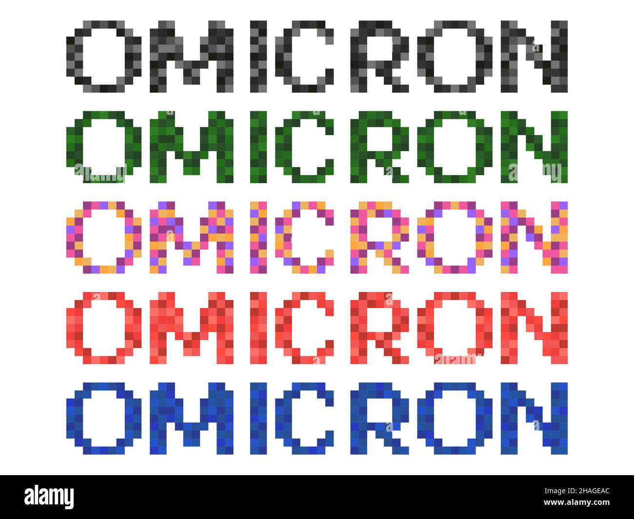 Omicron pixel lettering isolated on white background. Text in 80s and ...