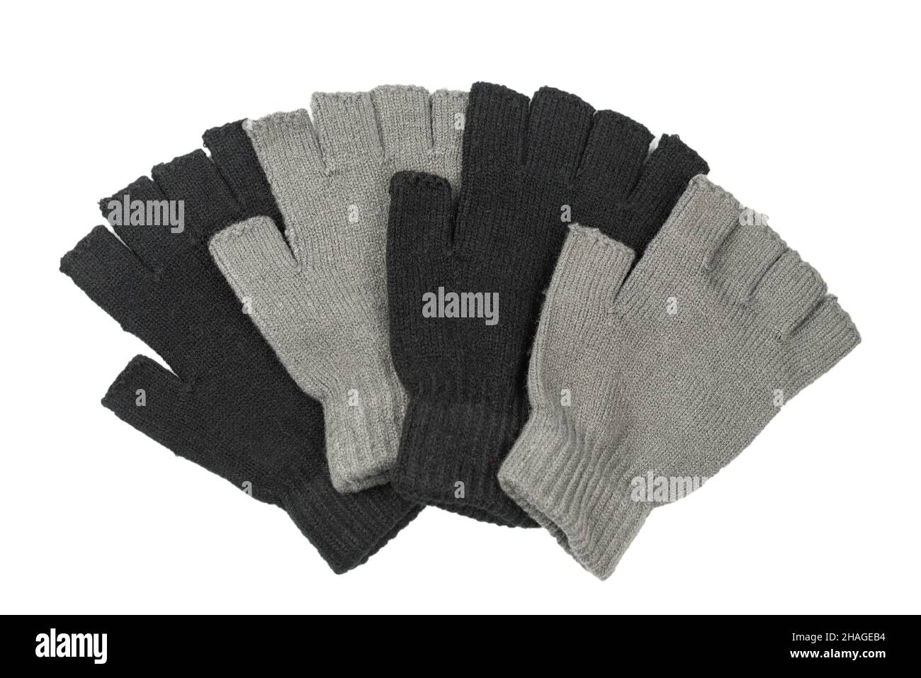 Black gloves isolated on a white background. Top view Stock Photo - Alamy