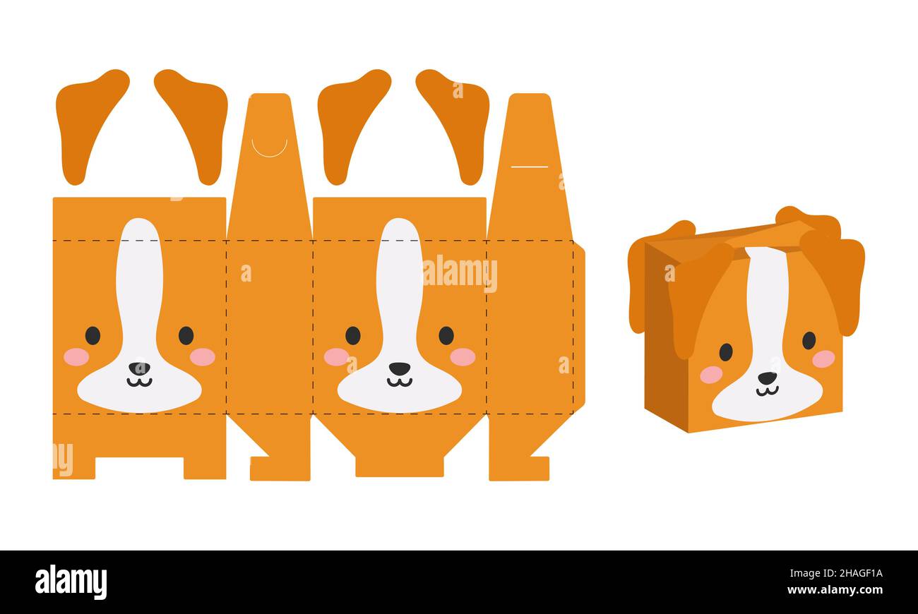 Simple packaging favor box dog design for sweets, candies, presents ...