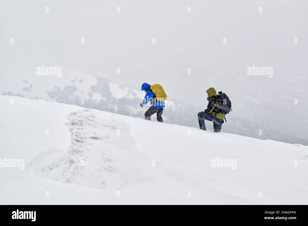 Winter hikers trapped by a bad weather in a deep snow in the mountains Stock Photo - Alamy