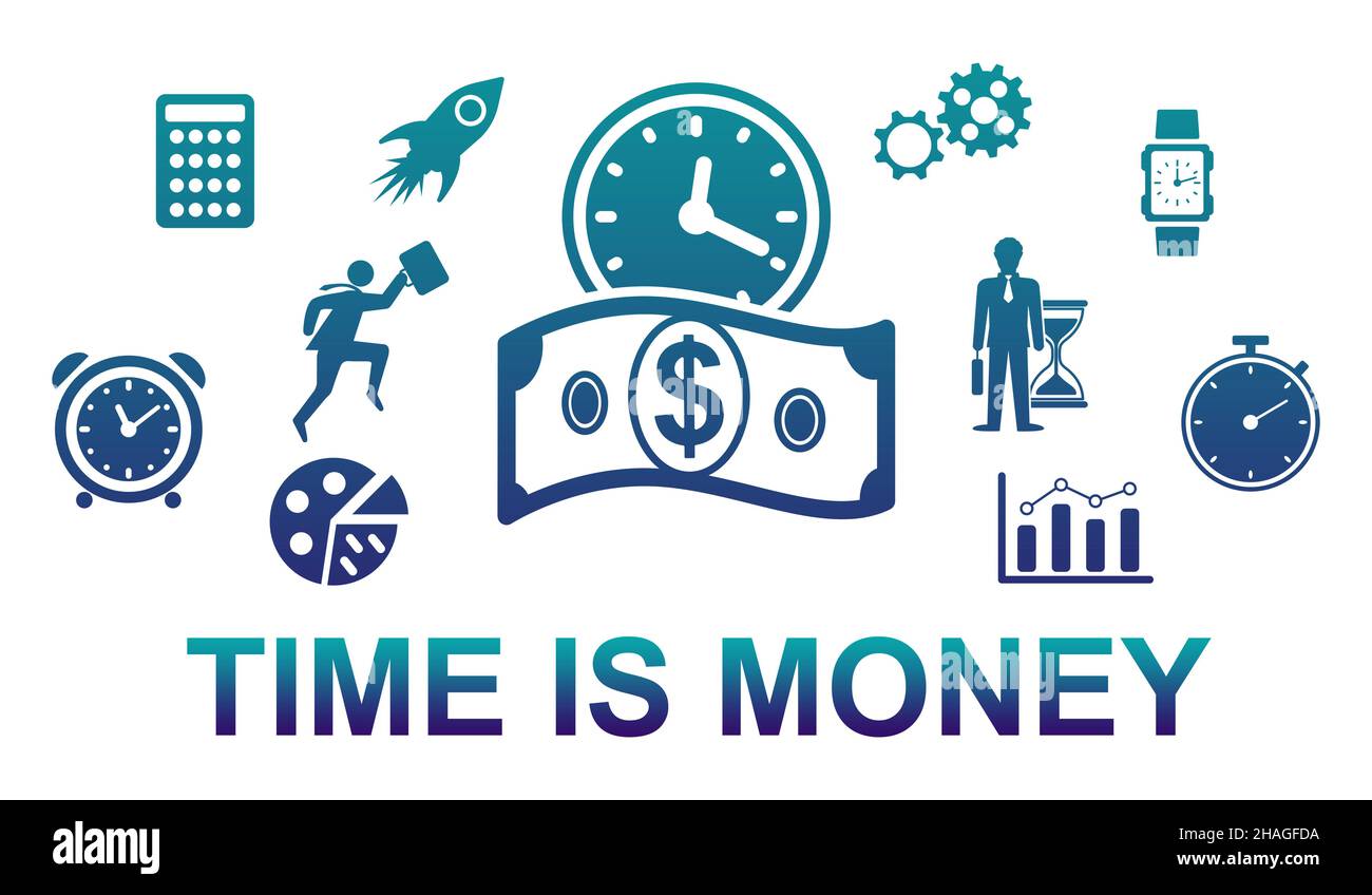 Illustration of a time is money concept Stock Photo - Alamy