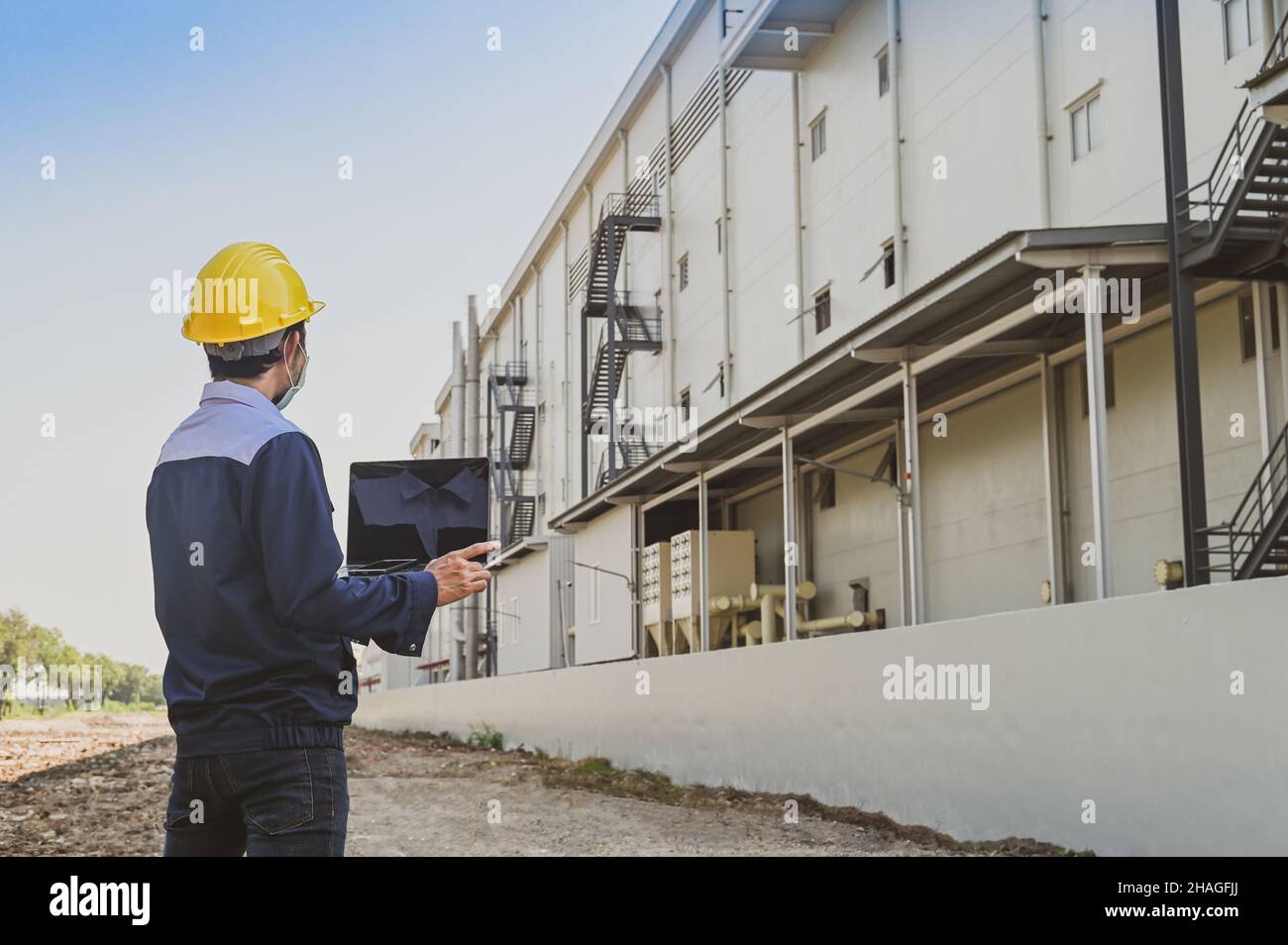 Safety manager inspection safety system factory , Engineer laptop ...