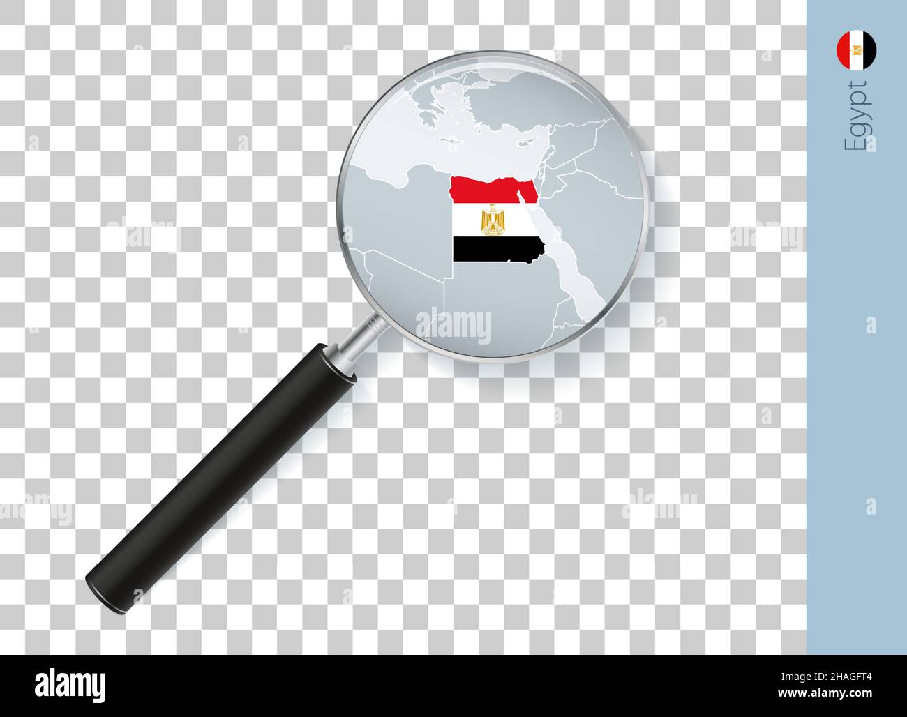 Egypt map with flag in magnifying glass on transparent background ...