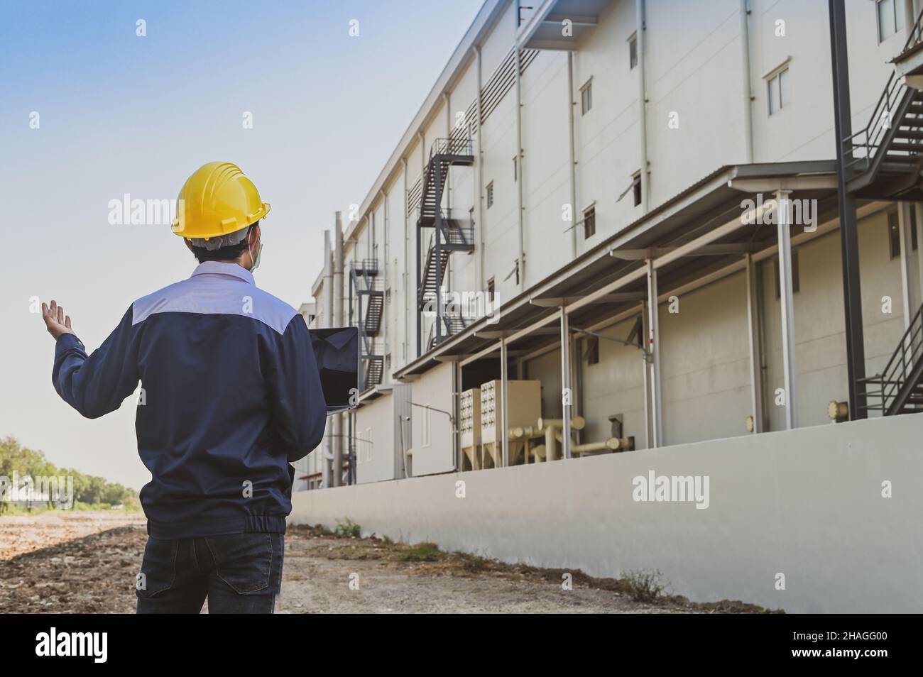 Safety manager inspection safety system factory , Engineer laptop ...