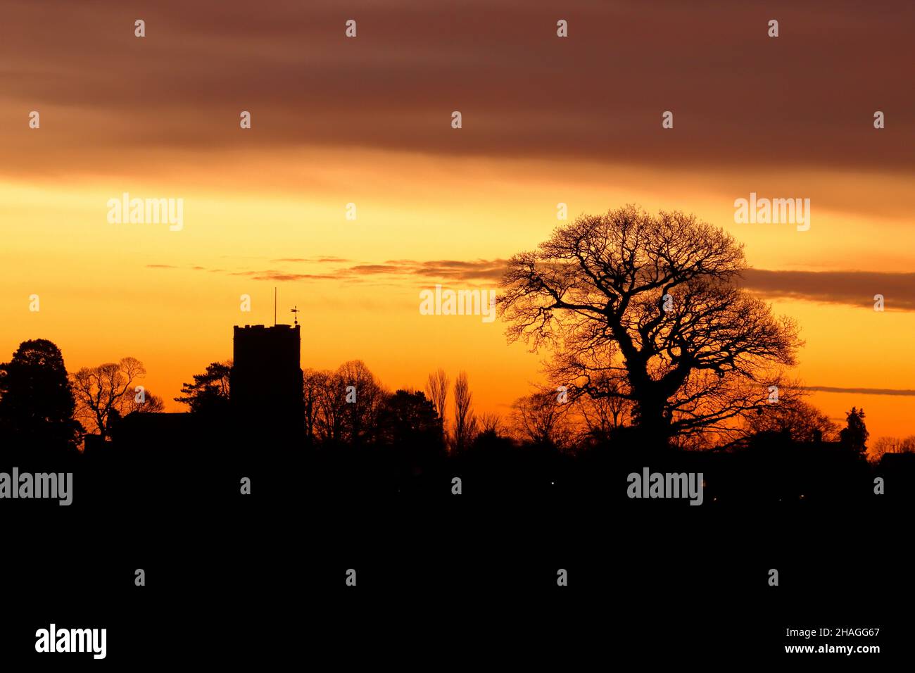 Saint Mary the Virgin parish church, Hatfield Broad Oak, at dawn ...