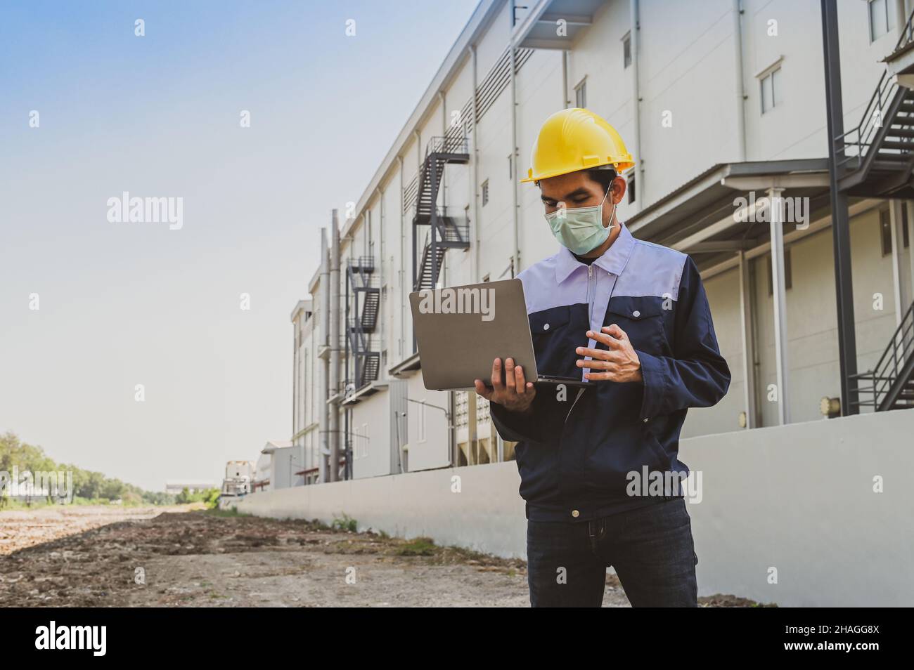 Safety manager inspection safety system factory , Engineer laptop ...