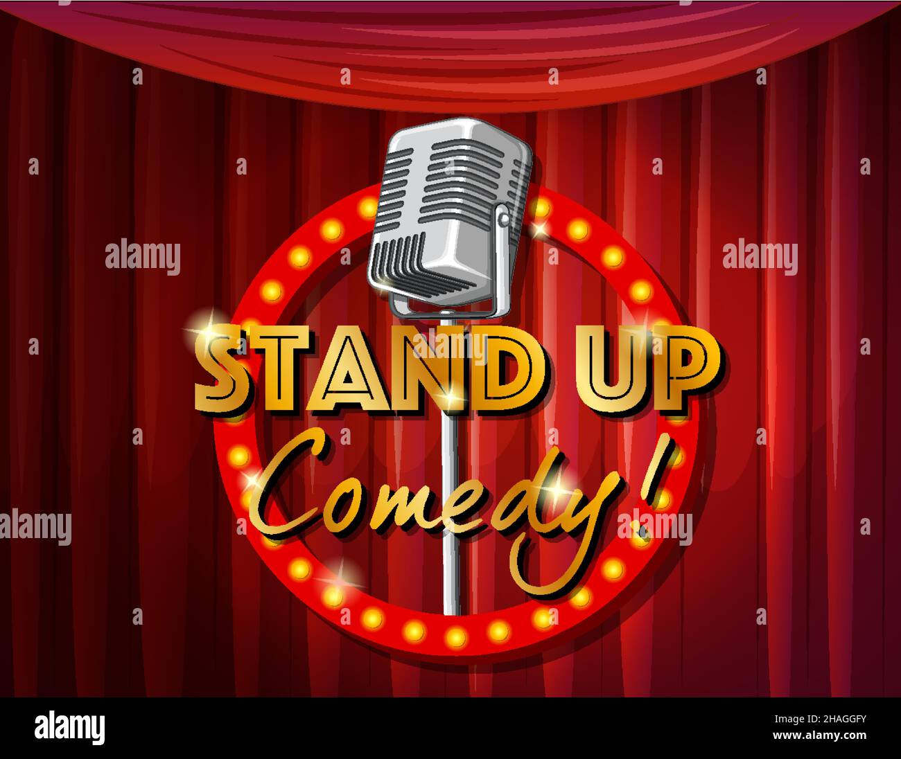 Stand up comedy banner with vintage microphone illustration Stock ...