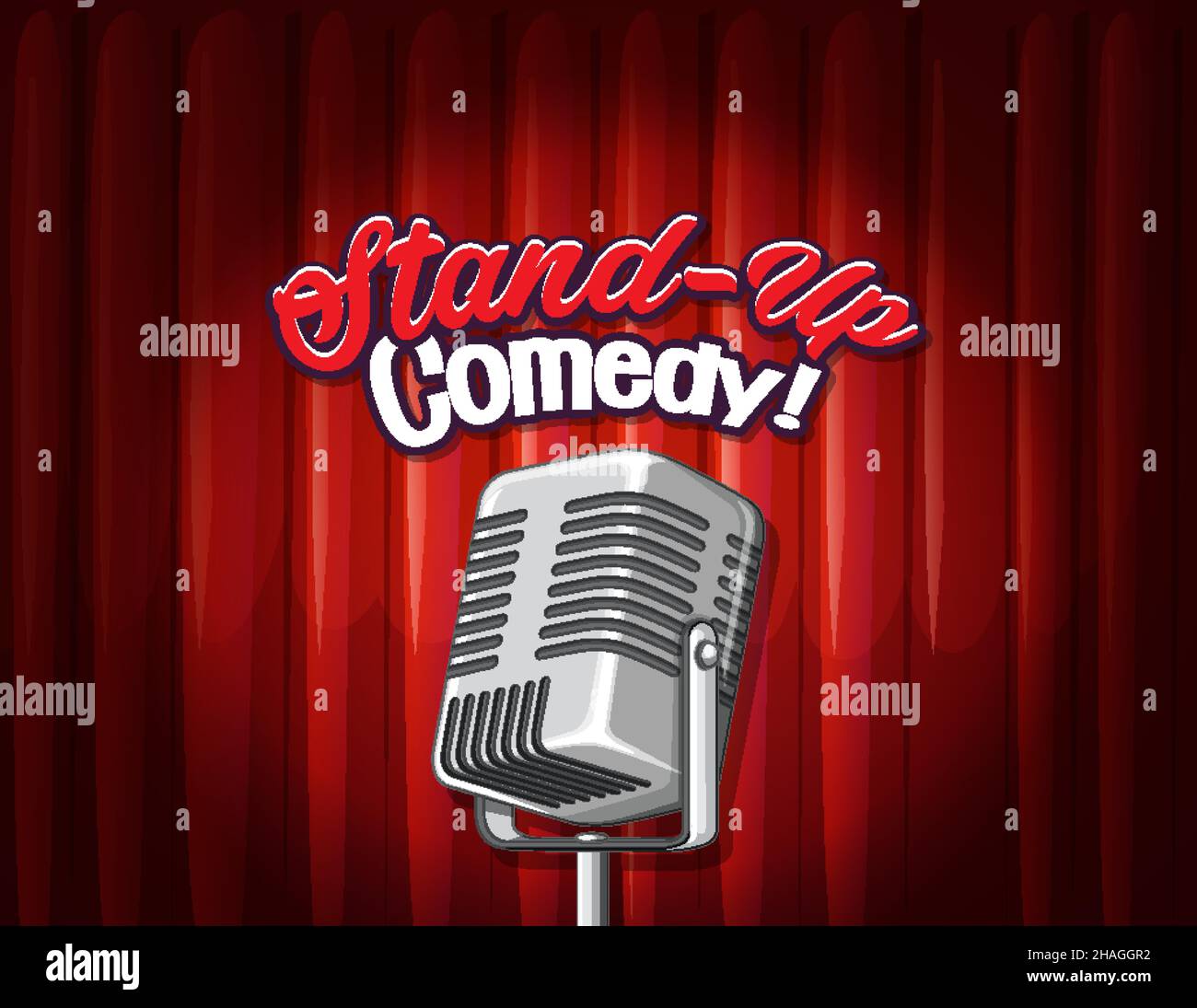 Stand up comedy banner with vintage microphone illustration Stock ...