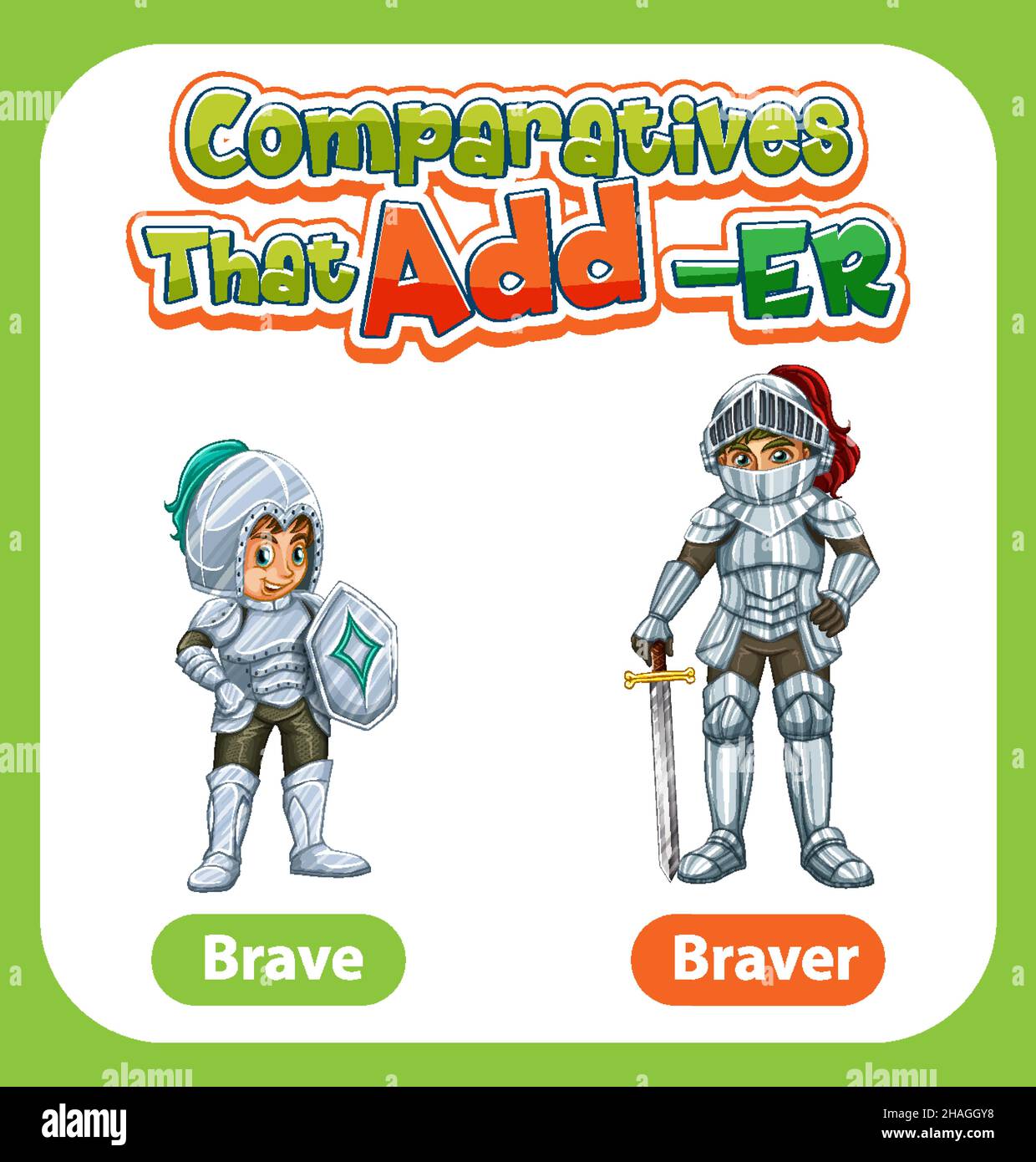 Comparative adjectives for word brave illustration Stock Vector Image ...