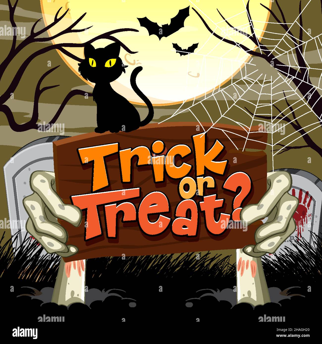 Trick or treat halloween banner illustration Stock Vector Image & Art ...