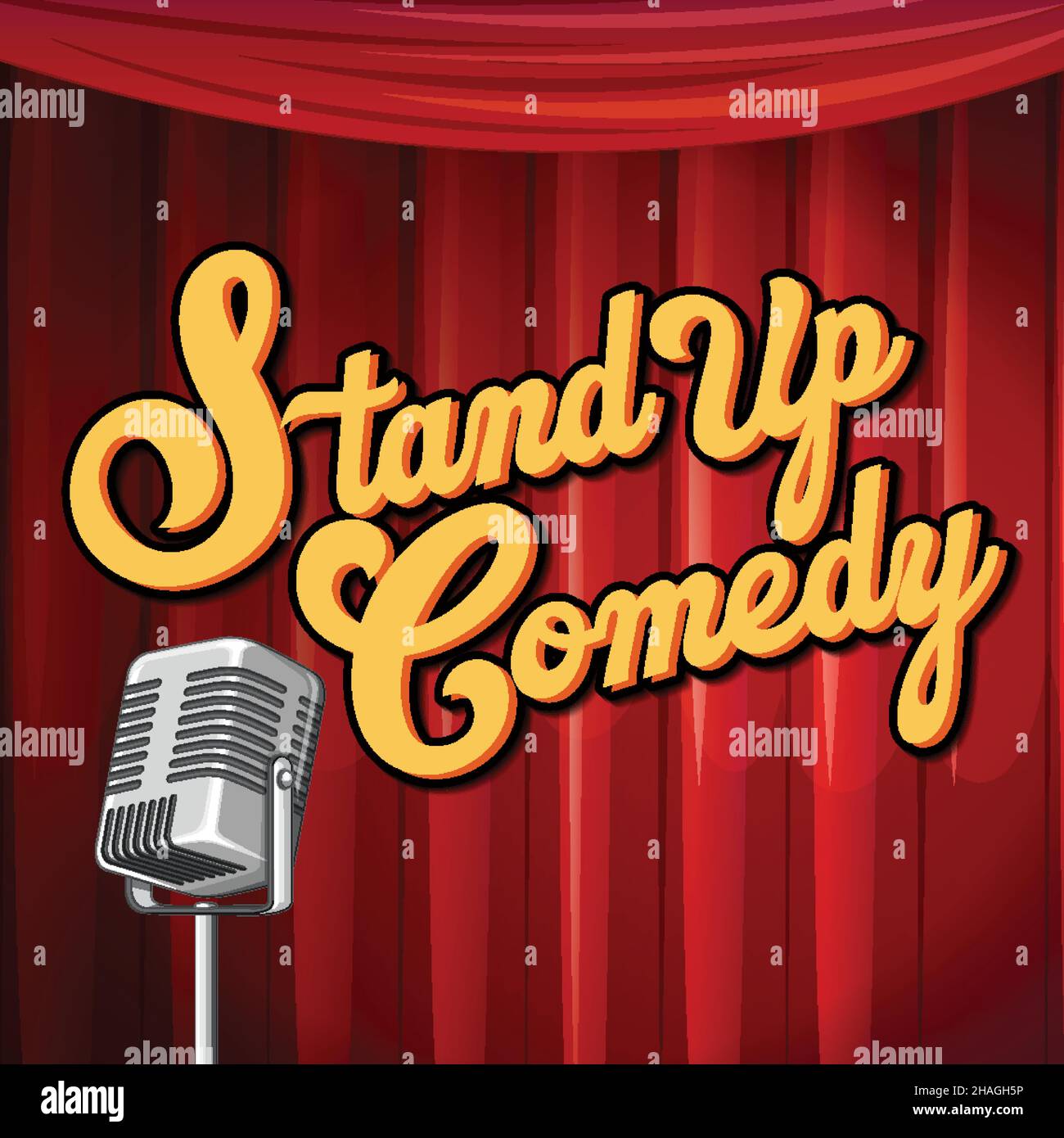 Stand up comedy banner with vintage microphone illustration Stock ...