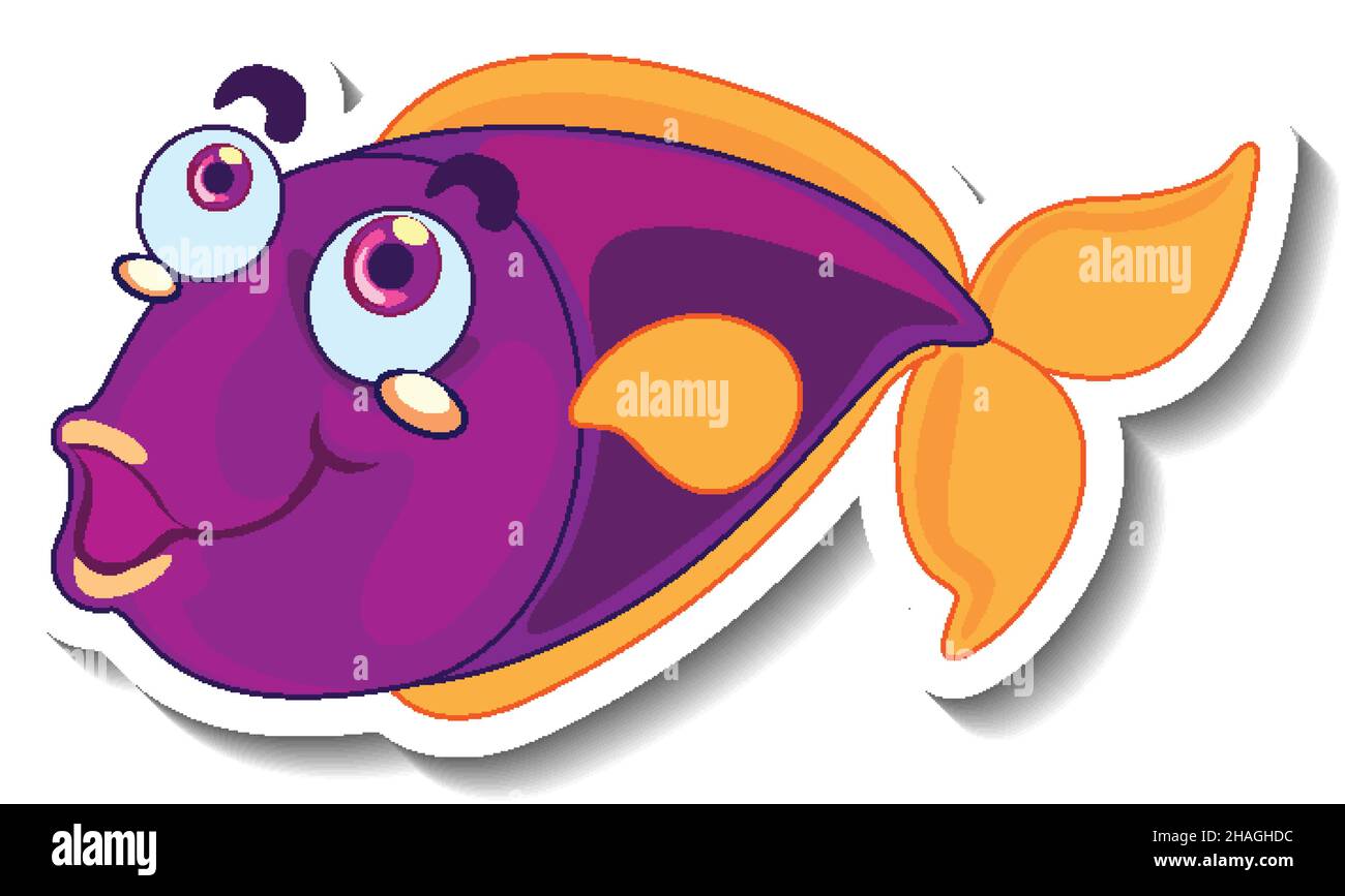 Cute fish sea animal cartoon sticker illustration Stock Vector Image ...