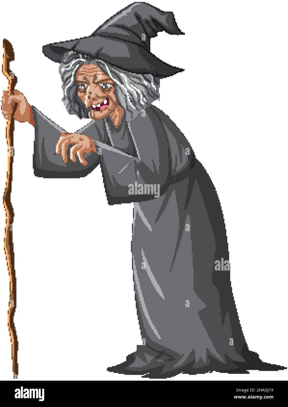 Wicked old witch character on white background illustration Stock ...