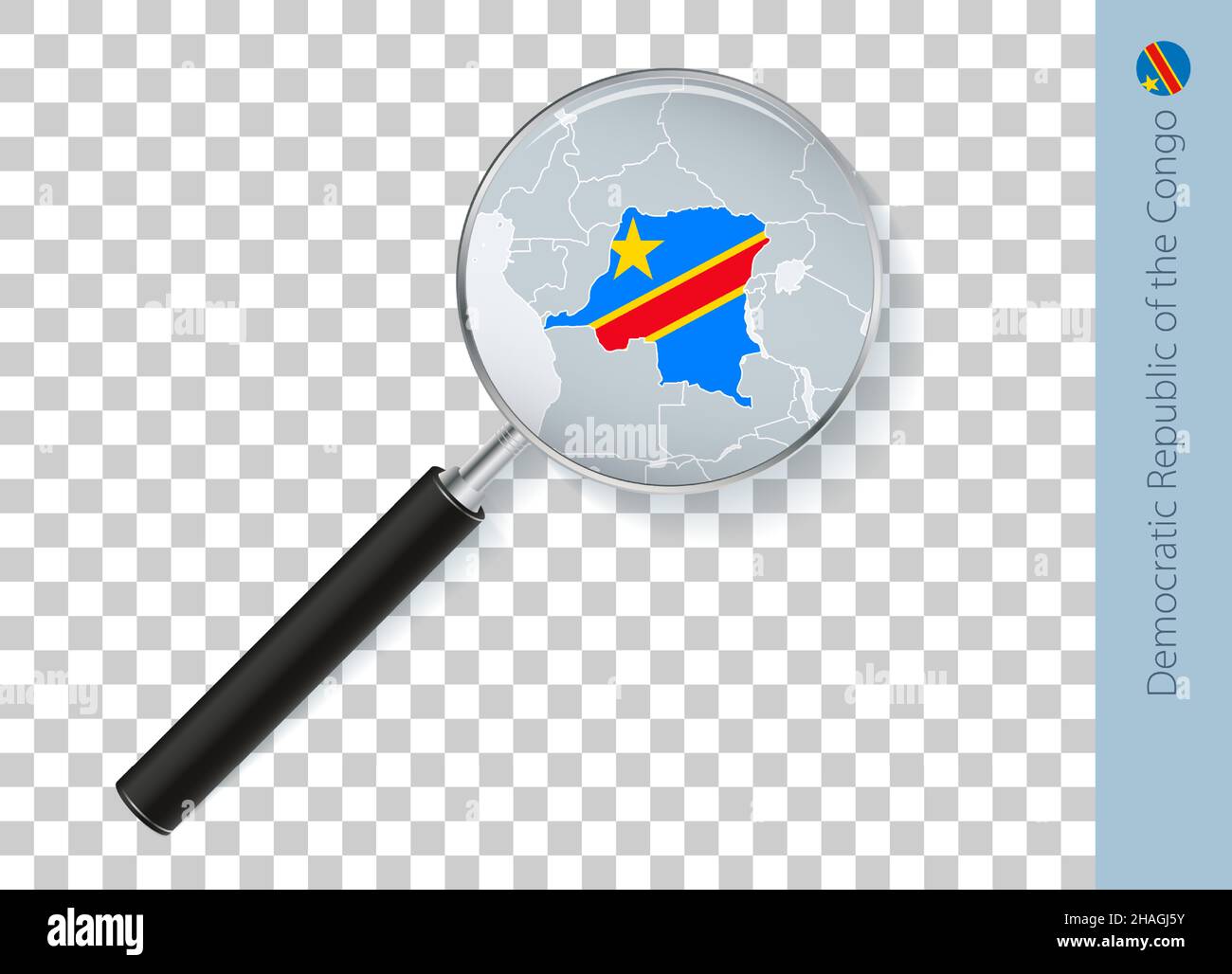 DR Congo map with flag in magnifying glass on transparent background ...
