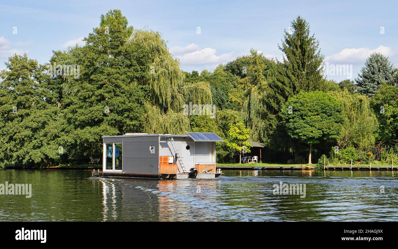 with the houseboat on the river Dahme in Brandenburg. relaxed sailing ...