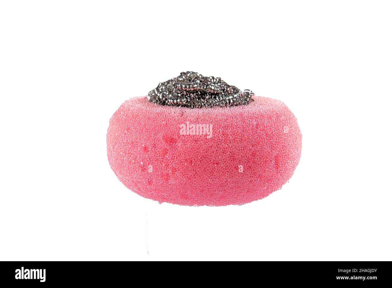 scraper for dishcloth.Pink nylon fiber wool with sponge for cleaning ...