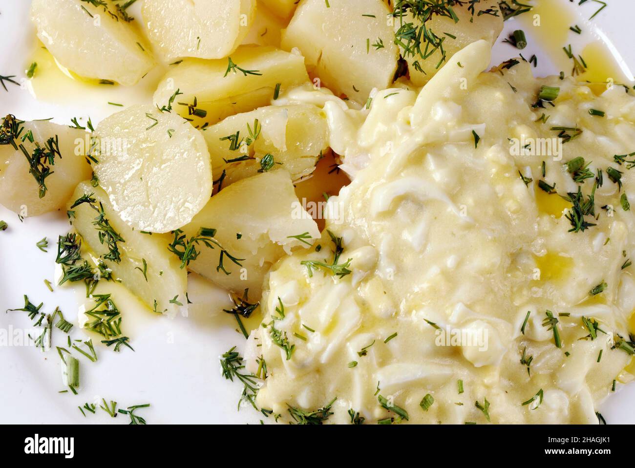 Kokotxas - traditional Basque fish stew. The dish is made from stewed ...