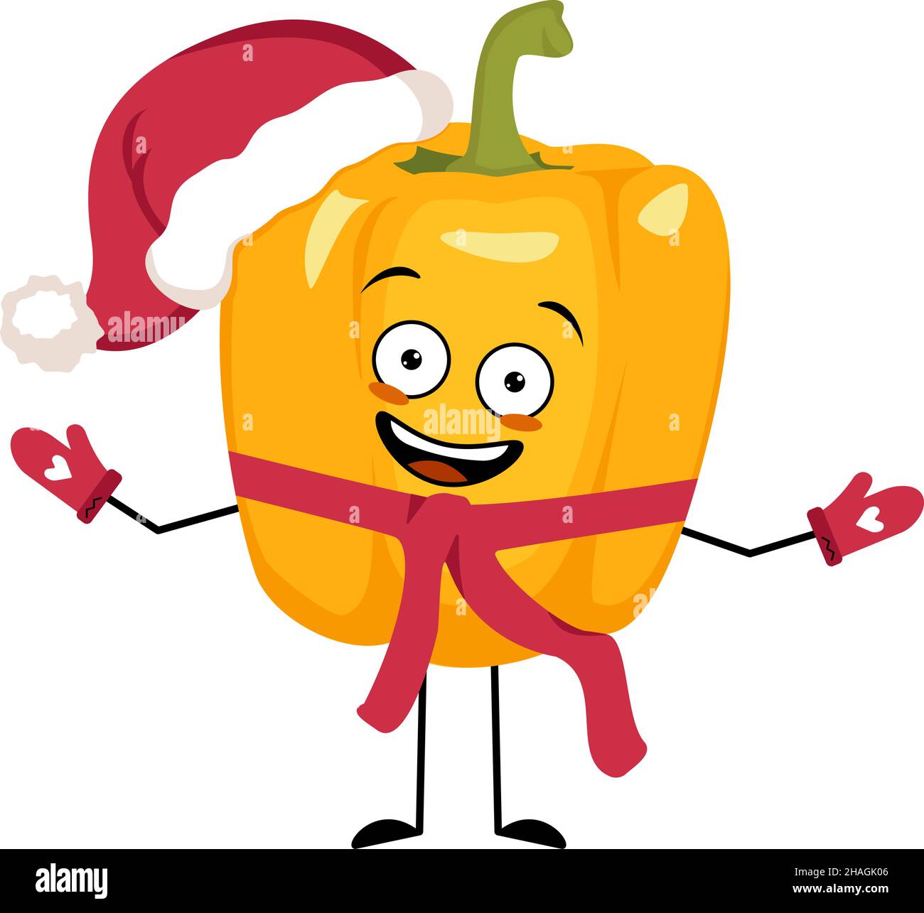 Pepper Santa character with happy emotion, joyful face, smile eyes ...