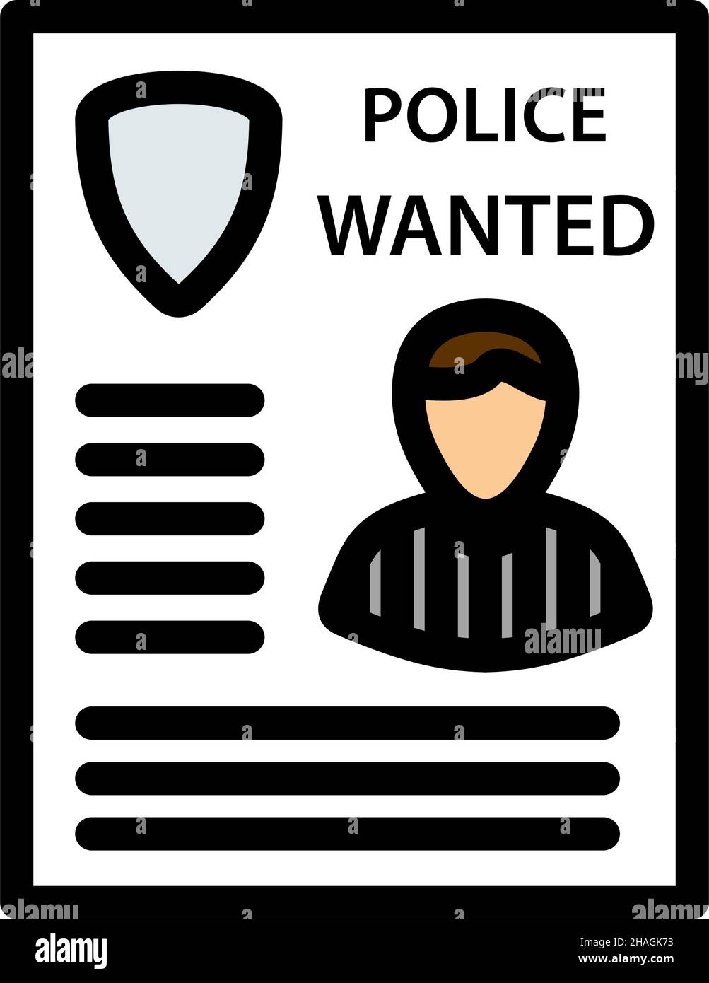 Wanted Poster Icon. Editable Bold Outline With Color Fill Design ...