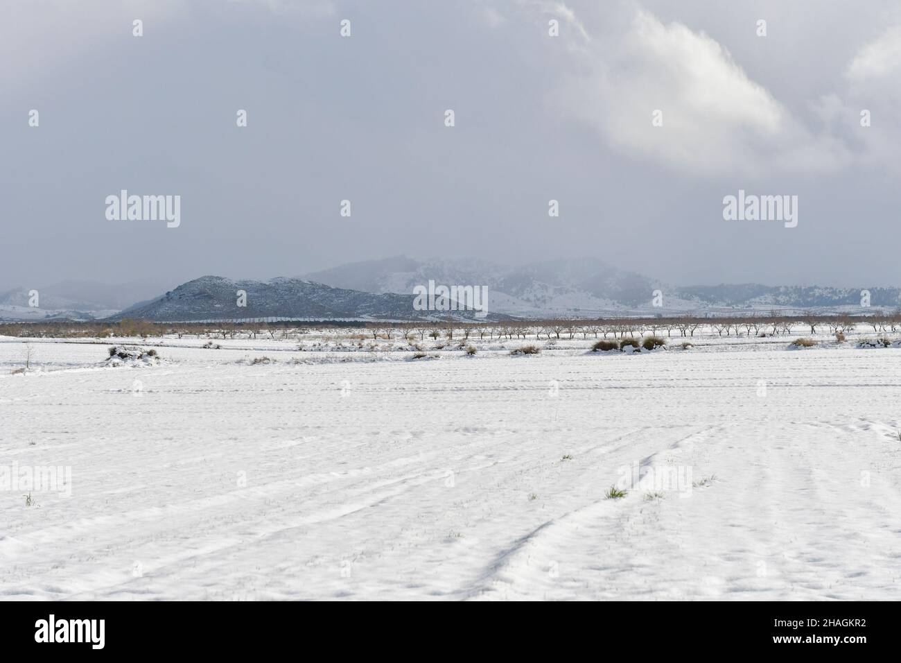 Snowy steppe fields in Granada Stock Photo - Alamy