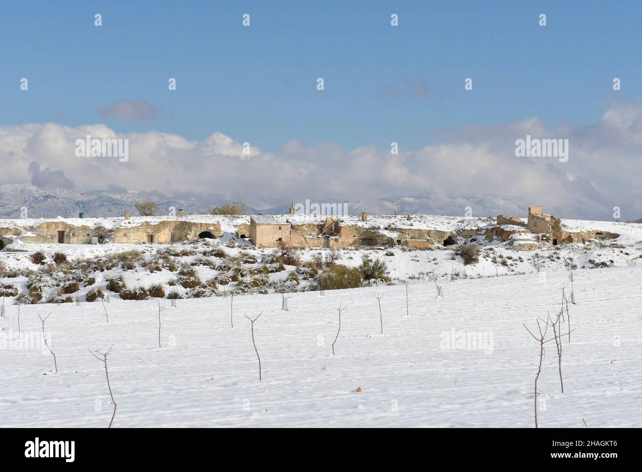 Snowy steppe fields in Granada Stock Photo - Alamy