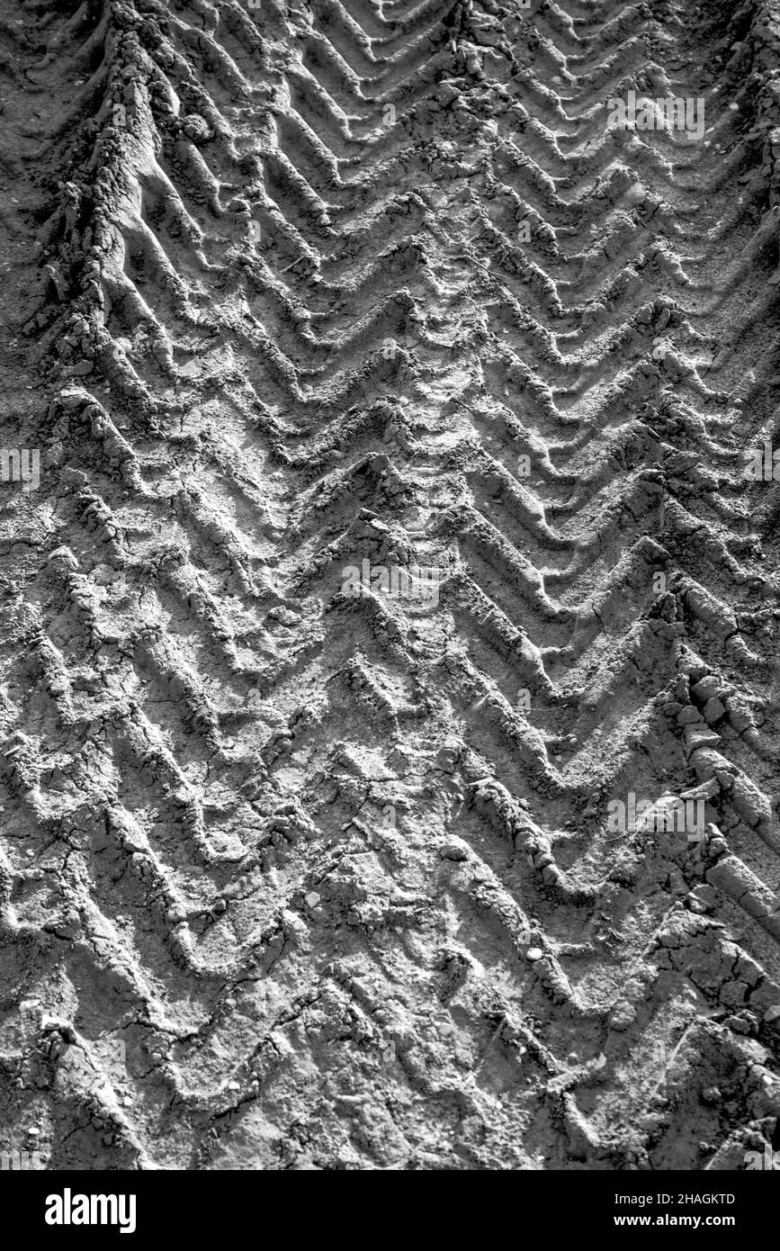 Wheel tracks on the earth Stock Photo - Alamy