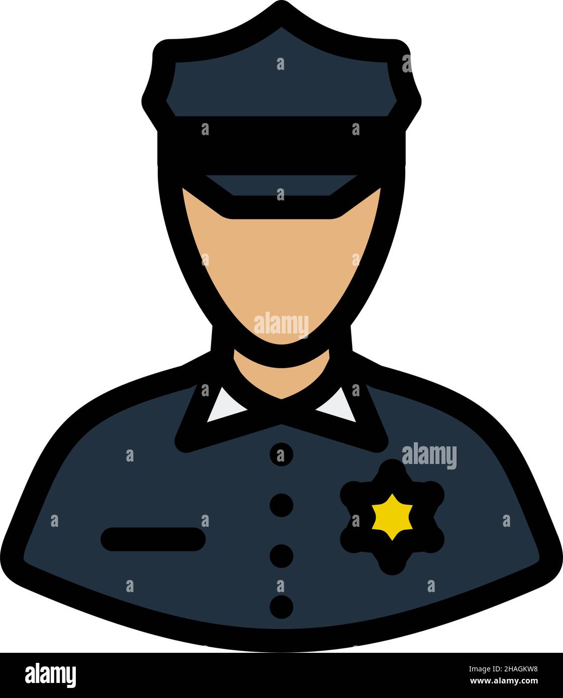Policeman Icon. Editable Bold Outline With Color Fill Design. Vector ...