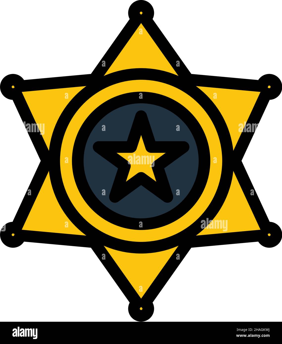 Sheriff Badge Icon. Editable Bold Outline With Color Fill Design ...
