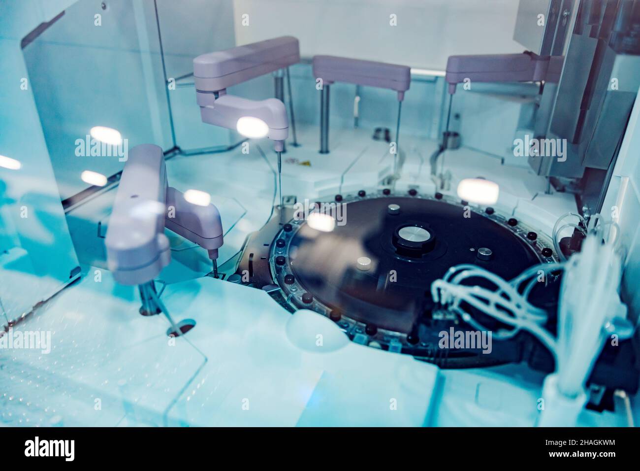 Laboratory machines and new technologies. Part of a machine for blood ...