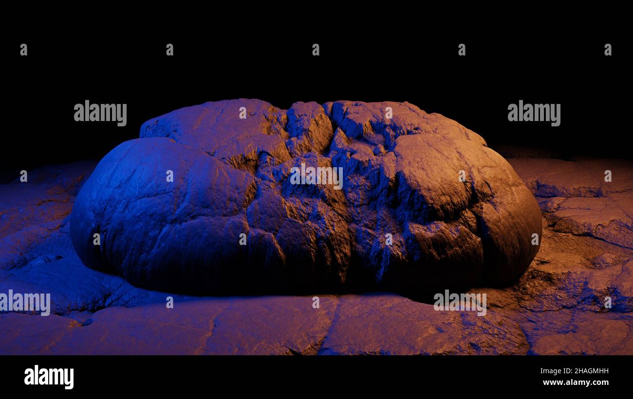 rocky ground with boulder isolated on black background Stock Photo - Alamy