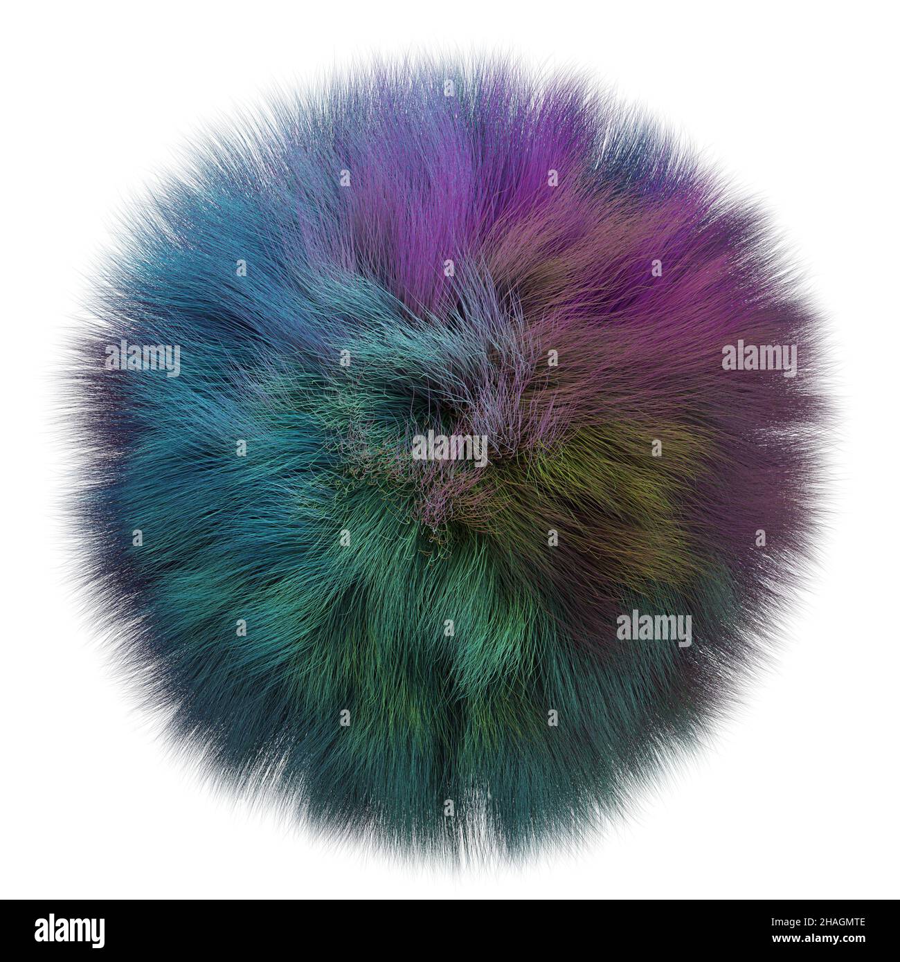 fluffy ball, colourful furry sphere isolated on white background Stock ...