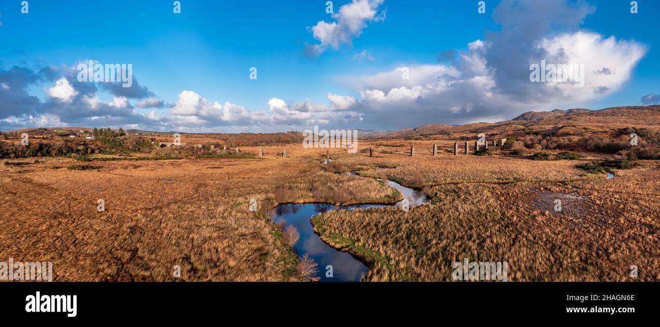 Aerial view of the Owencarrow Railway Viaduct by Creeslough in County ...