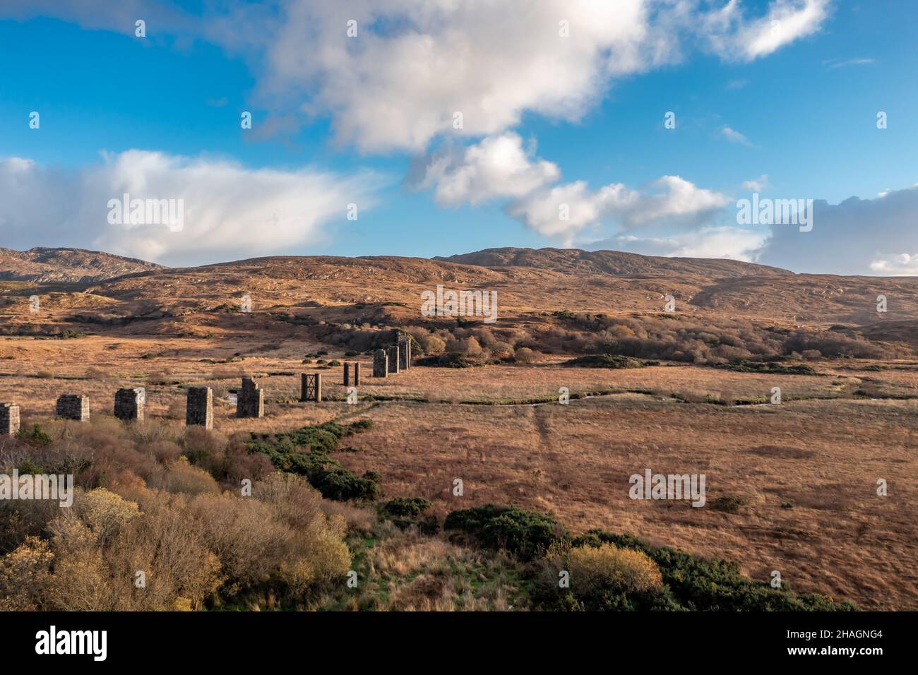 Aerial view of the Owencarrow Railway Viaduct by Creeslough in County ...