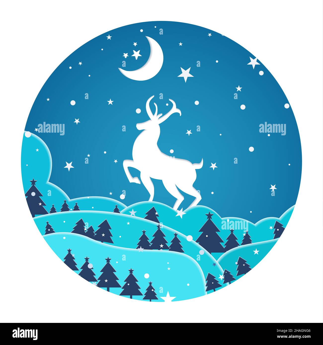 Papercut layered Christmas 3d Dear Graphic Stock Vector Image & Art - Alamy