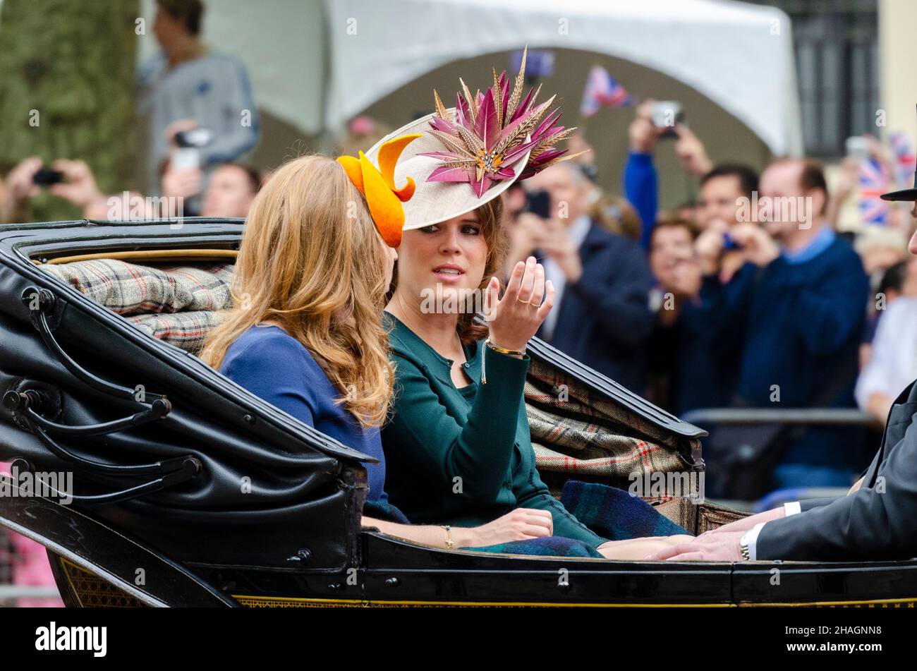 Princess Eugenie, Princess Beatrice. Trooping the Colour in The Mall ...
