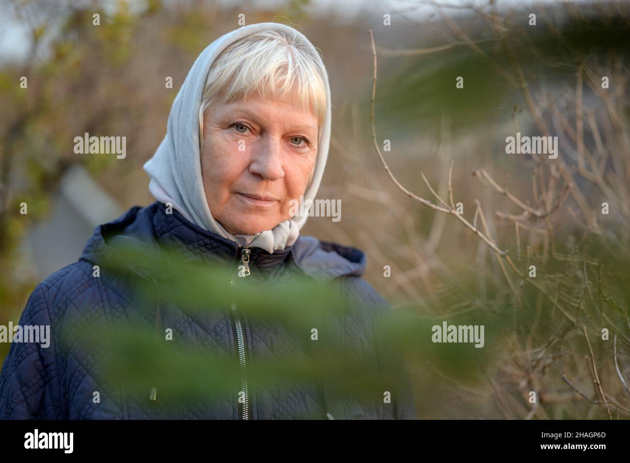 Autumn Portrait of Beautiful Aged Woman. Natural Light Stock Photo - Alamy