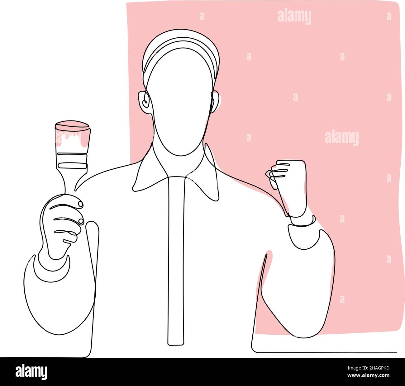 Painter wearing gloves painting wall using roller Stock Vector Image ...