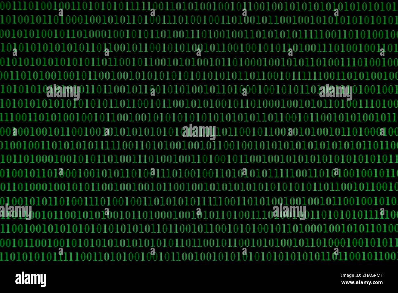 Binary Code on a monitor, seamless repeating binary code with green text on black background ...