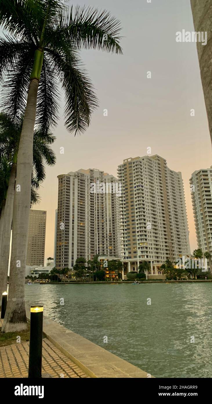 Vertical shot of the modern buildings of the city of Miami Stock Photo ...