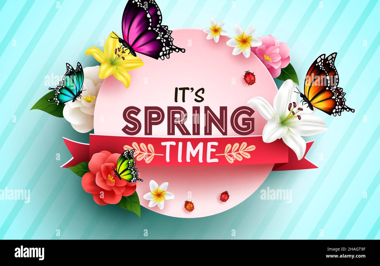 Spring time vector concept design. It's spring time text in circle ...