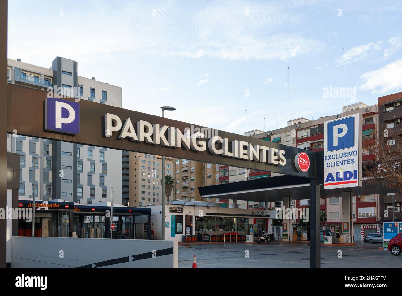VALENCIA, SPAIN - DECEMBER 09, 2021: Aldi is a discount supermarket ...