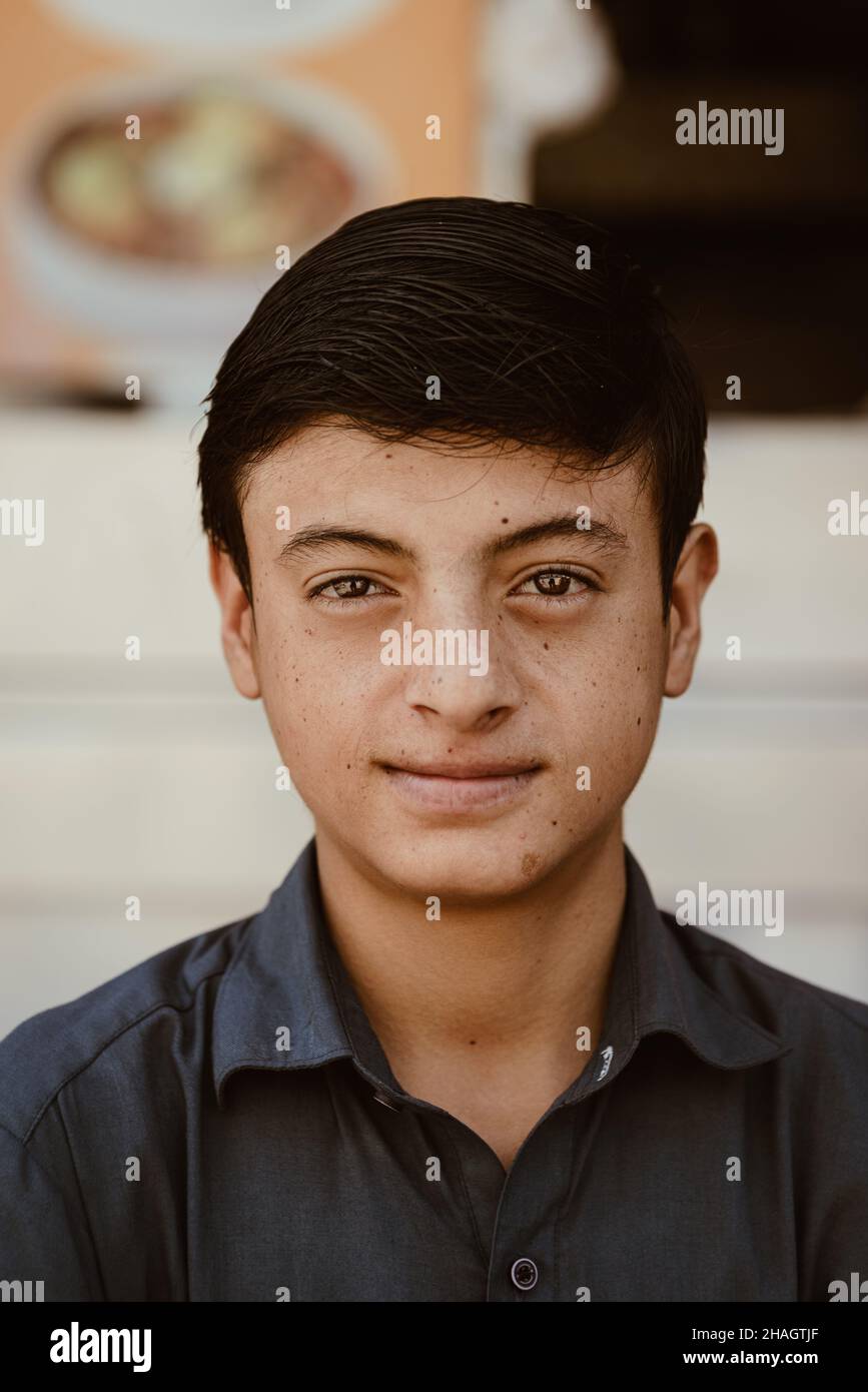 KARACHI, PAKISTAN - Oct 17, 2021: A headshot of a young Pathan boy ...