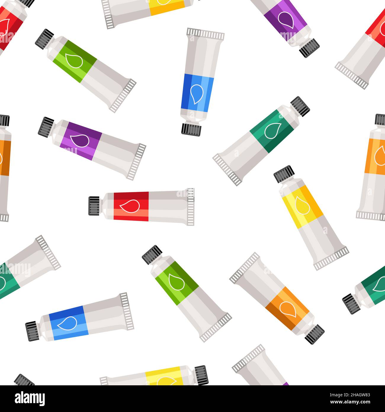 Seamless pattern with paint tubes. Painter tools and materials. Art ...