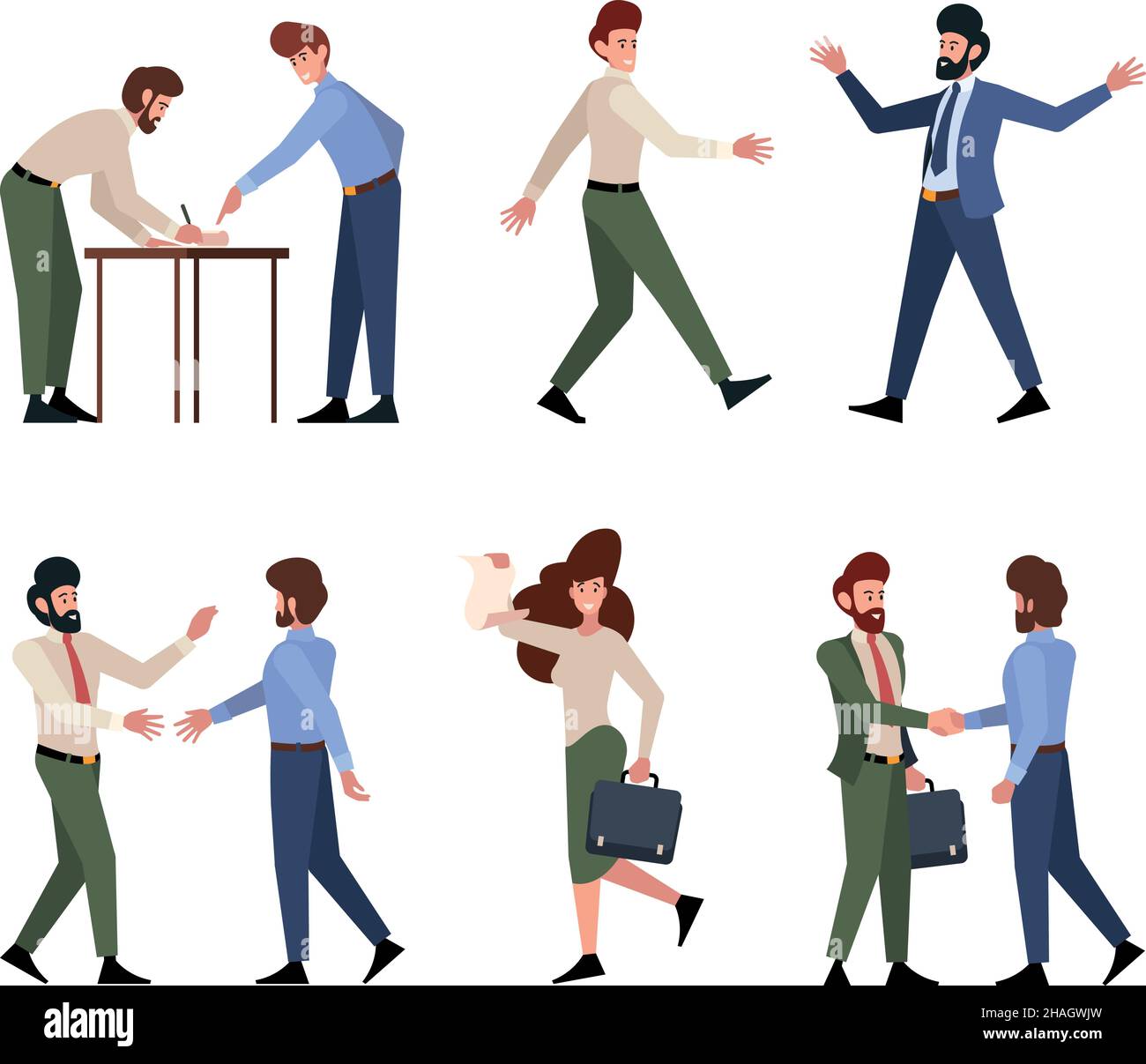 Business handshake. Two men standing corporate characters satisfied ...