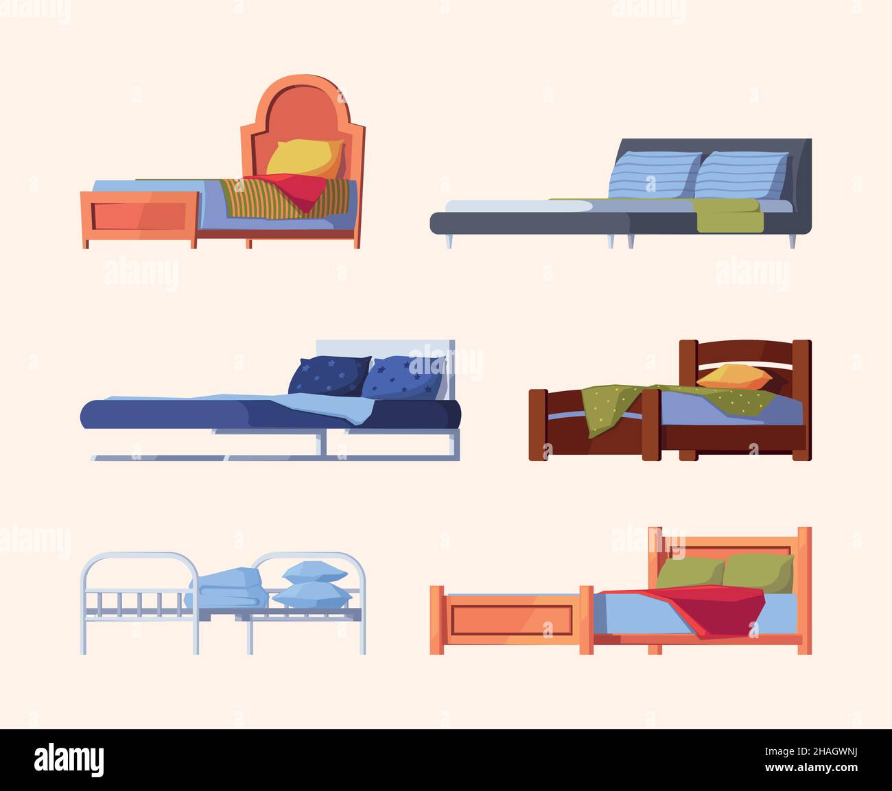 Bed furniture cartoon illustration hi-res stock photography and images ...